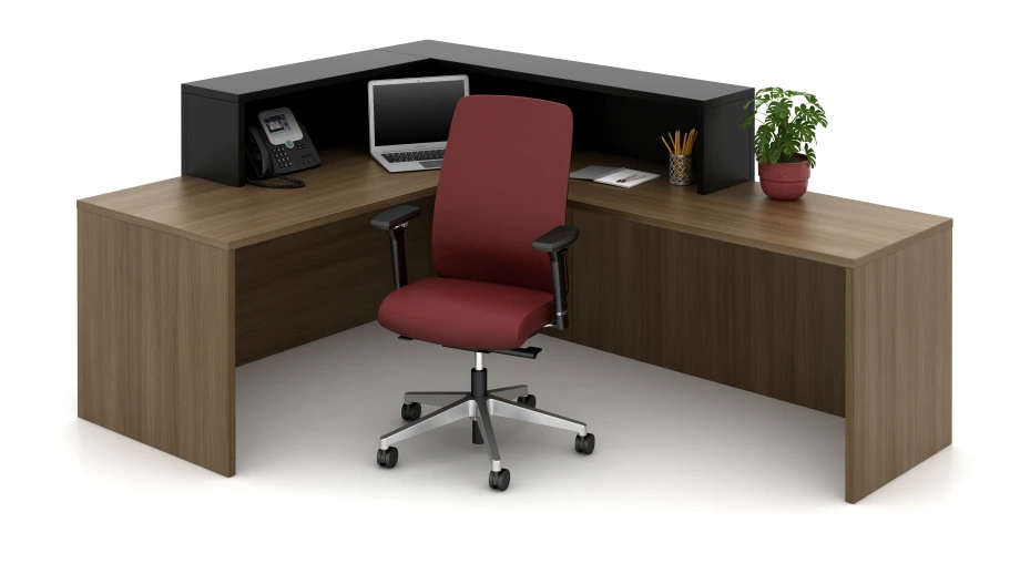 Large Calibrate Reception Desk with Corner Stack. Shown with Bolton ...